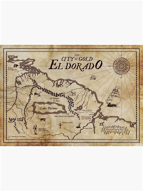 Map Of El Dorado The City Of Gold Sticker For Sale By Moviemaniacs