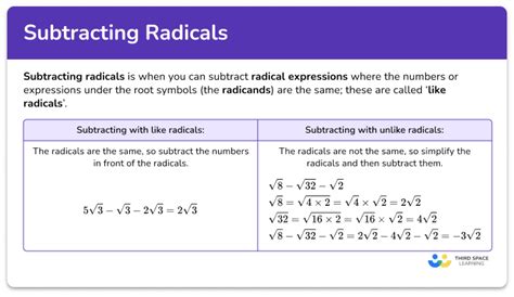 Subtracting Radicals Math Steps Examples And Questions