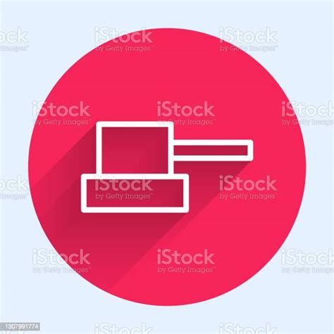 화이트 라인 스프레이는 긴 그림자로 격리 된 캡 아이콘을 노즐 수 있습니다 빨간색 원 버튼입니다 벡터 공란에 대한 스톡 벡터