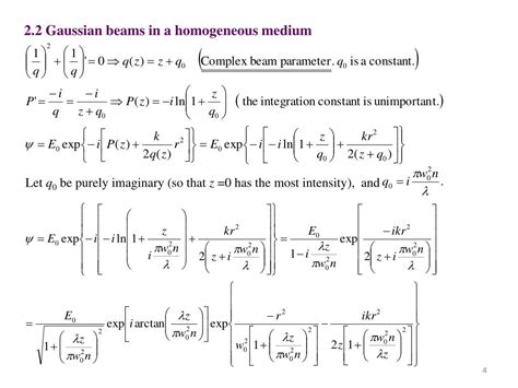 Ppt Chapter Propagation Of Laser Beams Lecture Gaussian Laser Beams Powerpoint