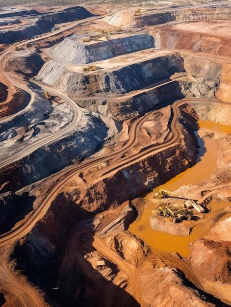 Premium Photo Aerial View Of Opencast Mining Quarry With Lots Of