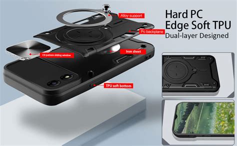 Gotoured For Motorola E13 Phone Case Metal Stand Ring Holder Camera Lens Protector For Moto E13