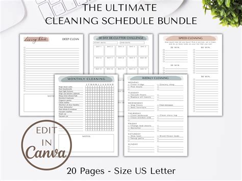 Editable Cleaning Planner Bundle Weekly Cleaning Schedule Deep Clean Checklist Declutter