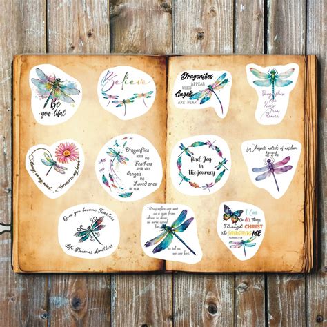 Dragonfly Sayings Stickers Set Of 22 Stickers Journal Sticker Die