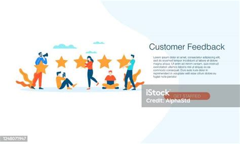달성 스타 리뷰 등급 사람들은 피드백 평면 그림을 제공합니다 5에 대한 스톡 벡터 아트 및 기타 이미지 5 5가지 개체 개념 Istock