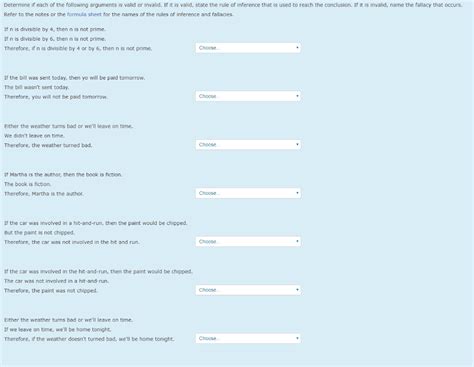 solved determine if each of the following arguments is valid