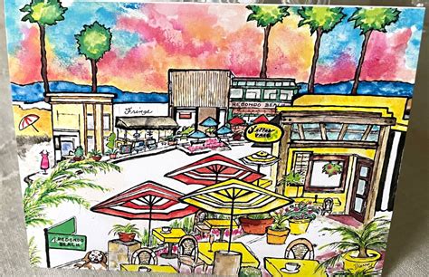 Riviera Village Redondo Beach Cards Original Watercolor Dianna Dickson