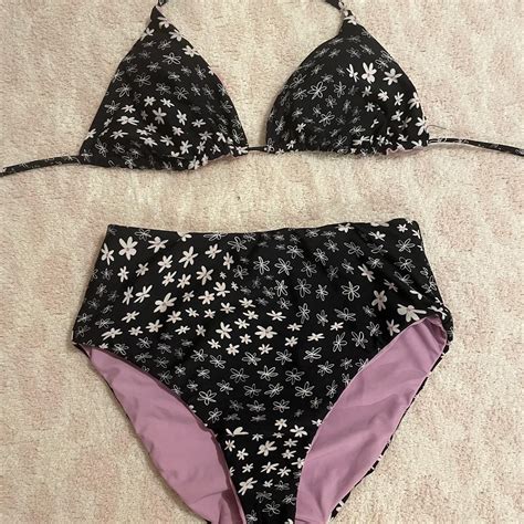 Two Piece High Waisted Bikini Little Flower Depop