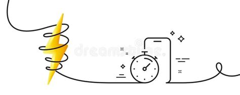 timer app line icon stopwatch time sign continuous line with curl vector stock vector