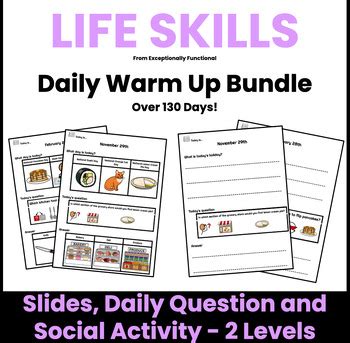 Functional Life Skills Warmup Daily Holiday Year Long Bundle