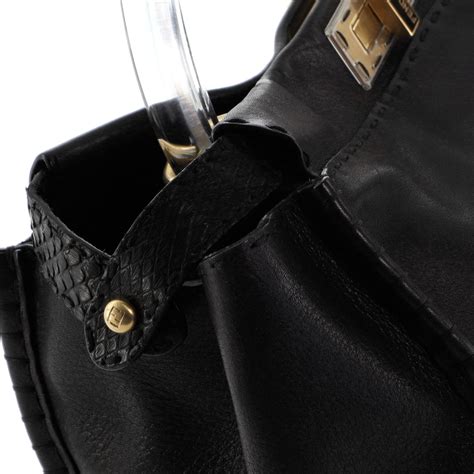 Fendi Selleria Peekaboo Bag Leather With Python And Lucite Large Black