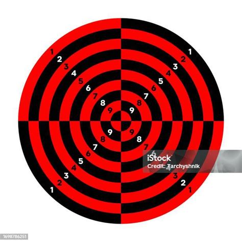 사격장 종이 표적은 나눗셈 표시 및 숫자가 있습니다 양궁 총기 사격 연습 및 훈련 스포츠 경기 및 사냥 과녁과 조준 벡터 그림 가리키기에 대한 스톡 벡터 아트 및 기타