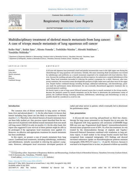 Pdf Multidisciplinary Treatment Of Skeletal Muscle Metastasis From