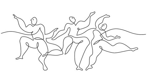 Premium Vector One Continuous Single Line Drawing Of Dancing People