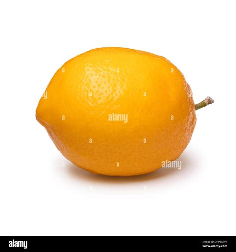 Whole Single Fresh Meyer Lemon Close Up Isolated On White Background