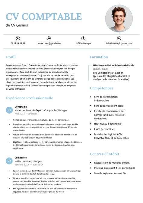 Exemples et modèle CV comptable