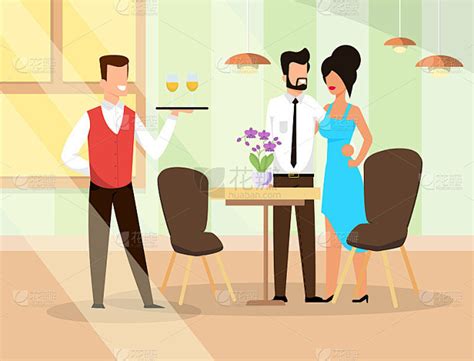 矢量插图午餐在餐厅卡通。