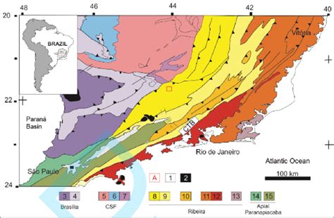 A Geological Map Of Southeast Brazil Showing The Tectonic Compartment