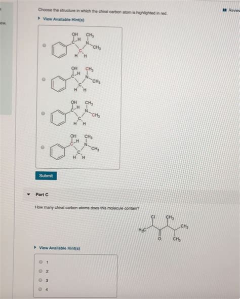 Solved 11 Revies Choose The Structure In Which The Chiral Chegg