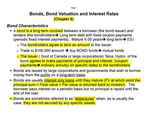 Chapter 6 2019 Lecture Notes Bonds Bond Valuation And Interest