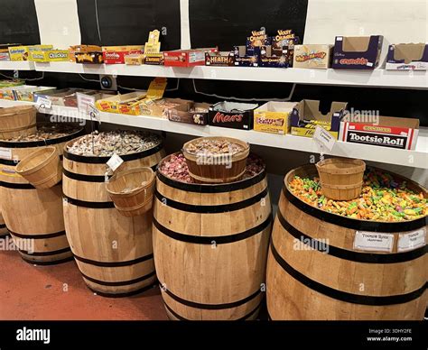 Barrels Of Candy Are Visible In A Candy Store In Newport Beach