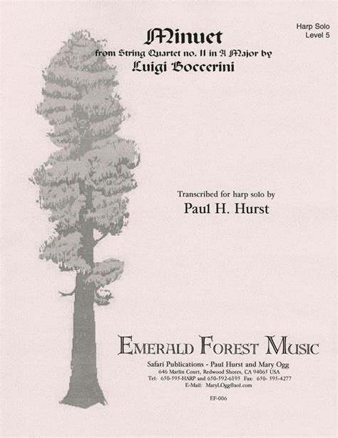 Harp Sheet Music Minuet From String Quartet No Ii By Boccherini Lhurst