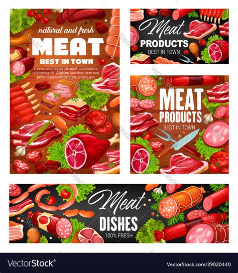 Butchery Beef And Pork Meat Sausages Royalty Free Vector