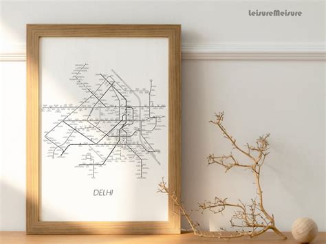 Delhi Metro Map Poster Digital Printable Wall Art Print Download Subway