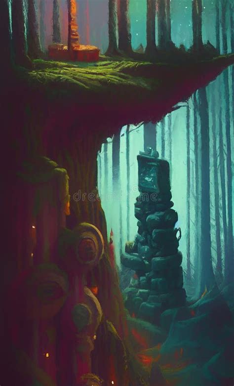 Totem Stones Abstract Digital Art Stock Illustration Illustration