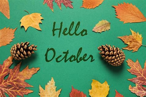 Premium Photo Concept Of Hello Autumn Composition With Text Hello October