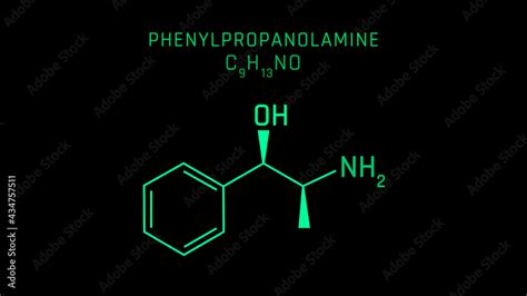 Phenylpropanolamine Or Ppa Molecular Structure Symbol Neon On Black