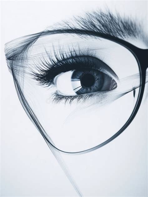 Detailed Close Up Of A Human Eye Wearing Glasses Capturing The