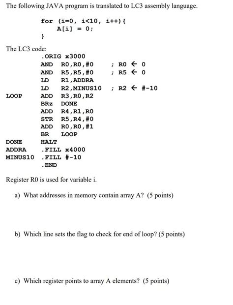 Solved The Following JAVA Program Is Translated To LC3 Chegg