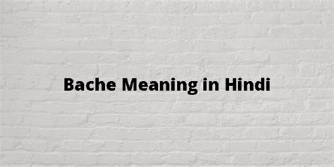 Bache Meaning In Hindi हिंदी अर्थ