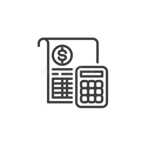 Money Document And Calculator Outline Icon Stock Vector Illustration Of Calculate Line 123872795