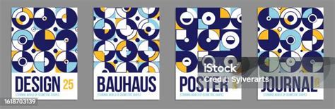 바우하우스 스타일의 기하학적 벡터 포스터 및 표지 광고 시트 레이아웃 기술 엔지니어링 스타일 모양 기계 브로셔 또는 책 표지 A4 용지에 대한 스톡 벡터 아트 및 기타