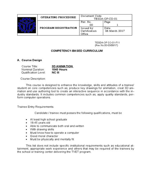 3d Animation Nc Iii Pdf Educational Assessment Negotiation