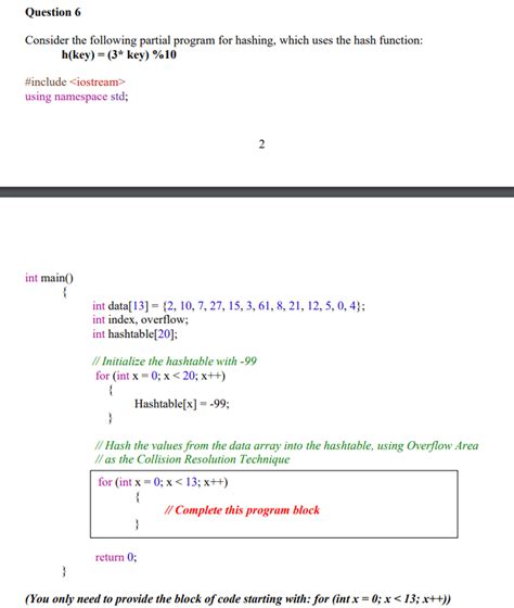 solved question 6 consider the following partial program for