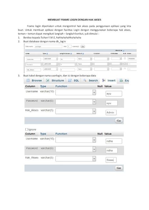PDF Membuat Frame Login Dengan Hak Akses Pada Bahasa Pemograman Java DOKUMEN TIPS
