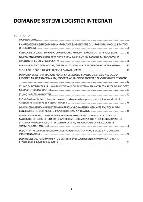 Domande Teoriche Svolte Sistemi Logistici Integrati Dispense Di