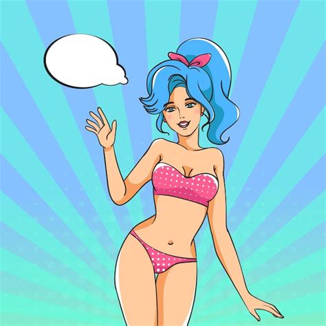 Premium Vector Pop Art Woman In Swimsuit