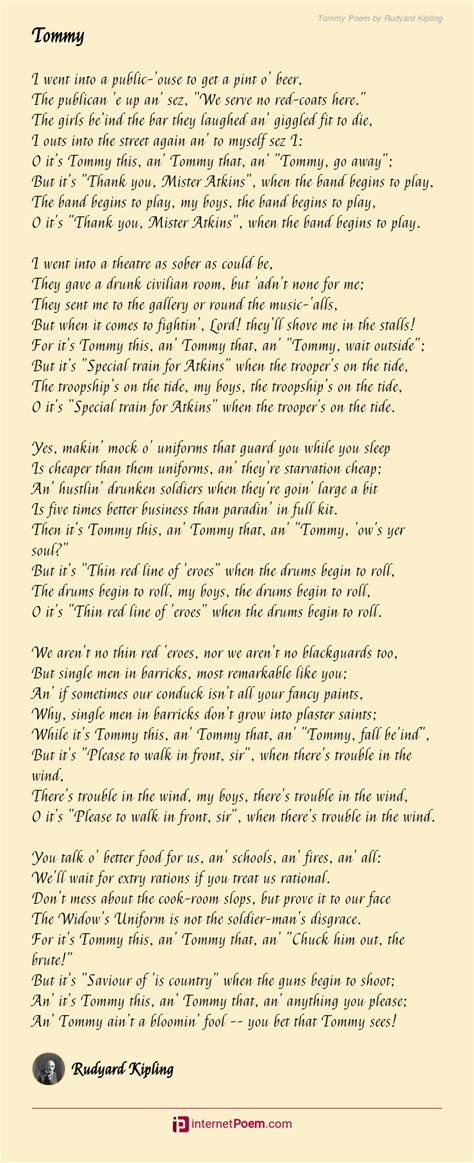 Tommy Poem By Rudyard Kipling