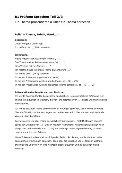 B Pr Fungsvorbereitung Redemittel Teil B Pr Fung Sprechen Teil