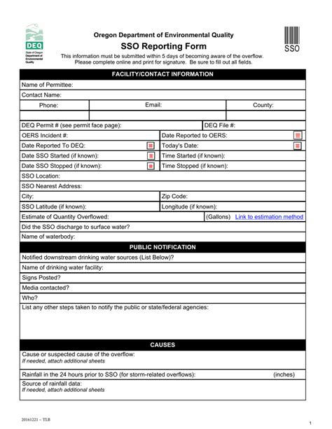 Oregon Sso Reporting Form Fill Out Sign Online And Download Pdf Templateroller