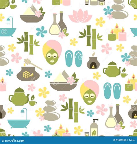 Seamless Pattern From Spa Of Elements Stock Vector Illustration Of