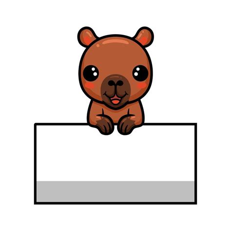 Cute Little Capybara Cartoon With Blank Sign 12035413 Vector Art At