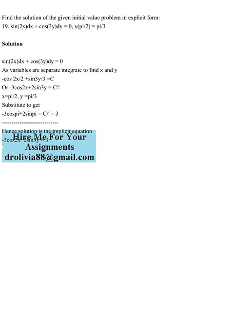 Find The Solution Of The Given Initial Value Problem In Explicit Forpdf