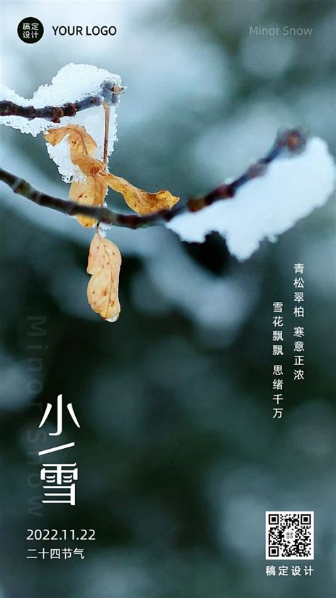 小雪节气祝福问候冬天实景手机海报素材 花瓣网
