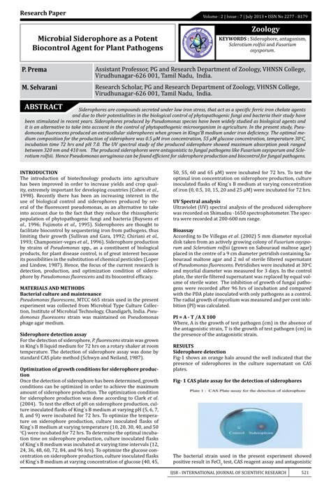 Pdf Microbial Siderophore As A Potent Biocontrol Agent For Plant Pathogens