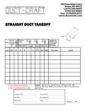 Fillable Online Straight Duct Takeoff Duct Craft Fax Email Print